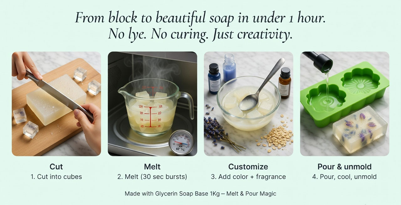 Glycerin Soap Base 1Kg – Premium Melt & Pour for DIY Soap Making